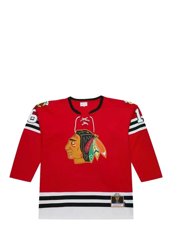Mitchell & Ness 1960 Chicago Blackhawks Dark Hockey Jersey T-shirt - Red