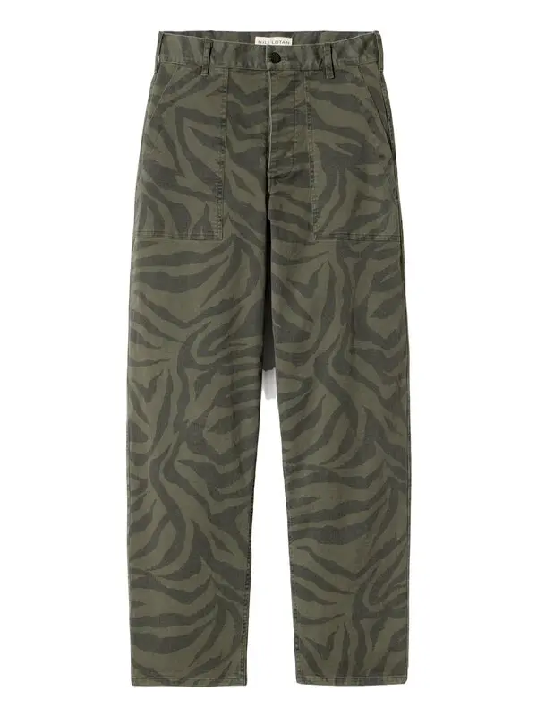 NILI LOTAN Earl Printed Cotton Pant - Camo Zebra
