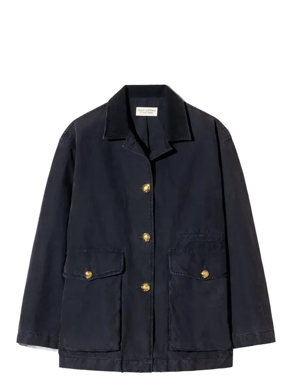 NILI LOTAN Devin Cotton Canvas Jacket - Midnight
