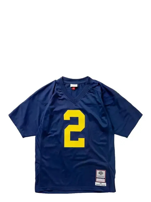 Mitchell & Ness X Ncaa Charles Woodson 1997 Michigan V-neck T-shirt - Blue
