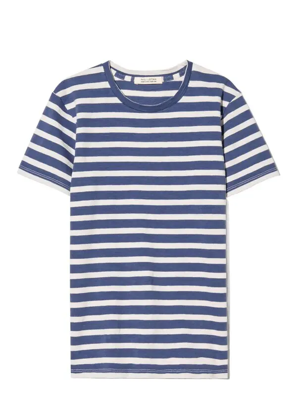 NILI LOTAN Lana Crewneck Striped Tee - French Blue/off White Stripe