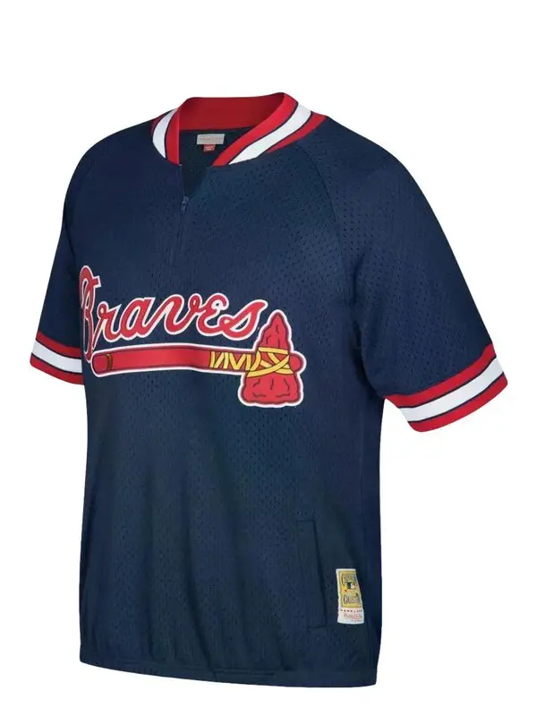 Mitchell & Ness 1991 Atlanta Braves Half-zip Polo Shirt - Blue