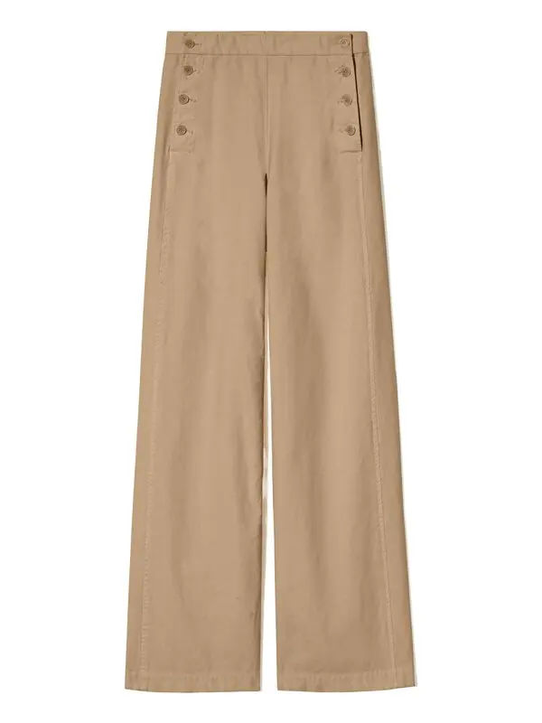 NILI LOTAN Reed Cotton Wide Leg Pants - French Khaki