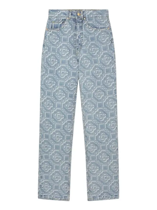 Casablanca Classic Monogram Bleached Denim Pant - Multicolor