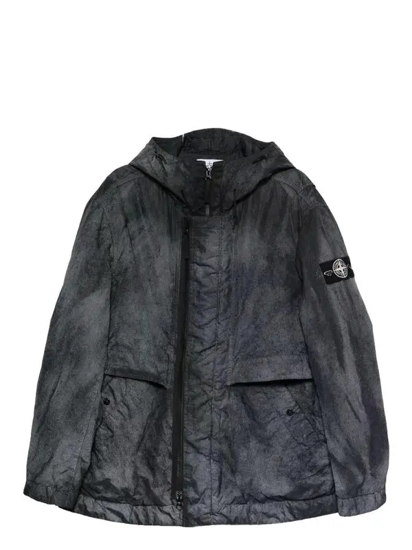 Stone Island Reflective Hooded Zip Coat - Grey