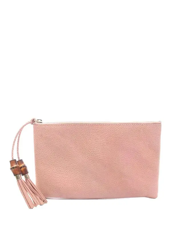 Gucci Calfskin Bamboo Clutch Bag - Pink