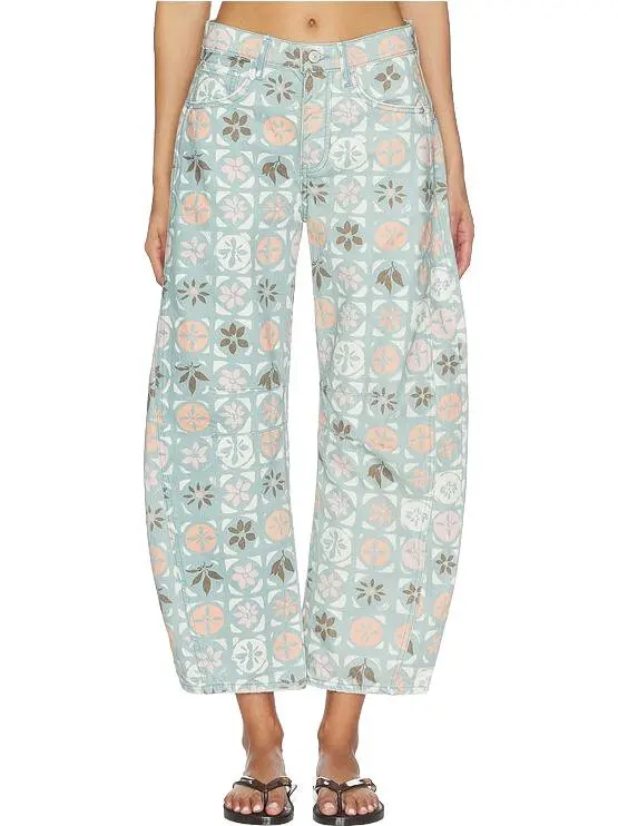 Free People X We The Free Good Luck Printed Barrel Jeans - Blue