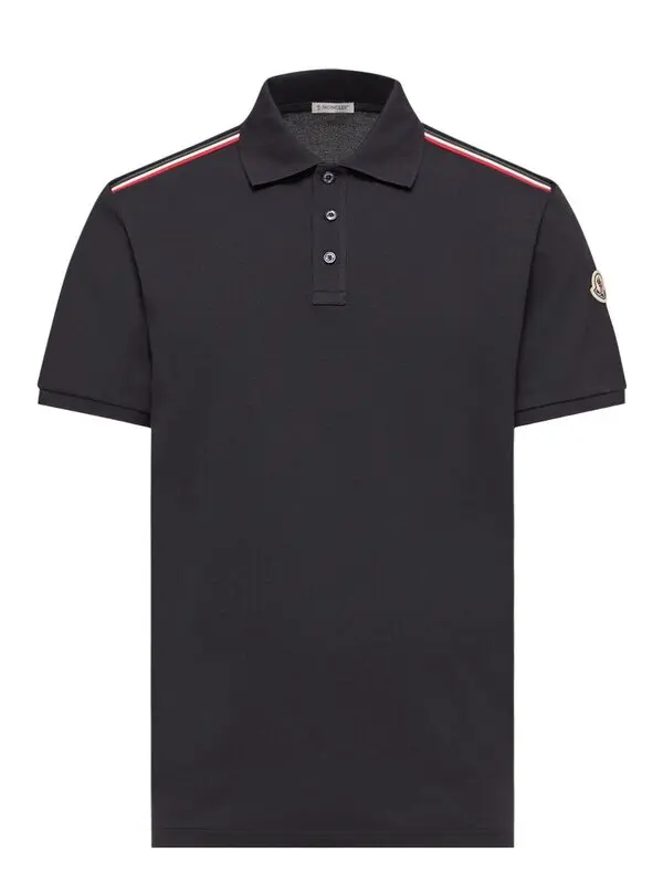 Moncler Tricolor-trimmed Cotton Piquet Polo Shirt - Blue