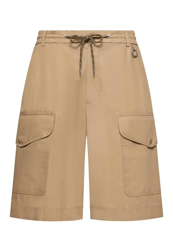 Moncler Cotton Poplin Cargo Shorts - Beige