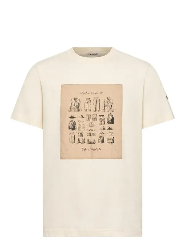 Moncler Safari Wardrobe Print Cotton T-shirt - White