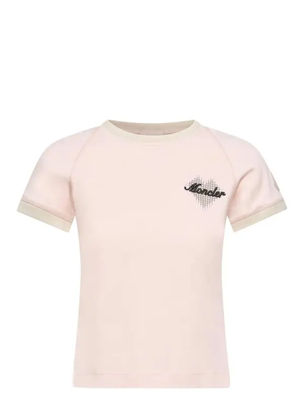 Moncler Heart Logo Cotton T-shirt - Pink