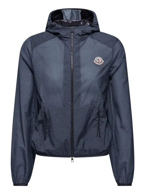 Moncler Edasic Seersucker Hooded Jacket - Blue