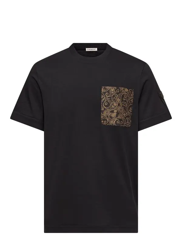 Moncler Paisley Print Cotton T-shirt - Blue