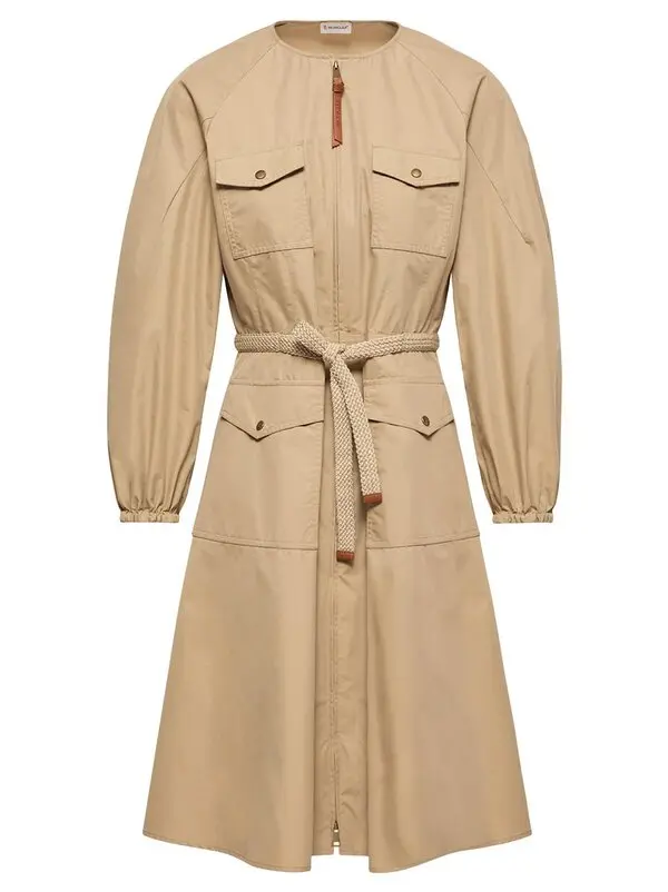 Moncler Pleated Poplin Dress - Beige
