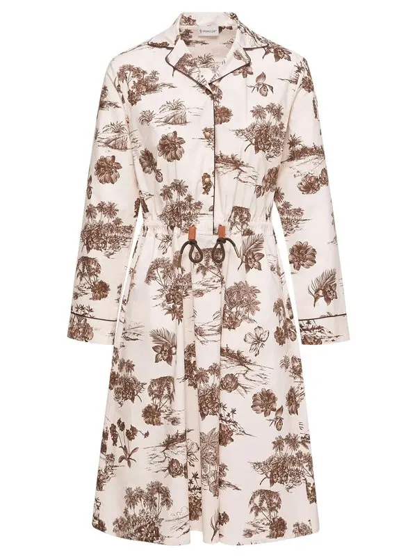 Moncler Floral Knee Length Shirt Dress - White
