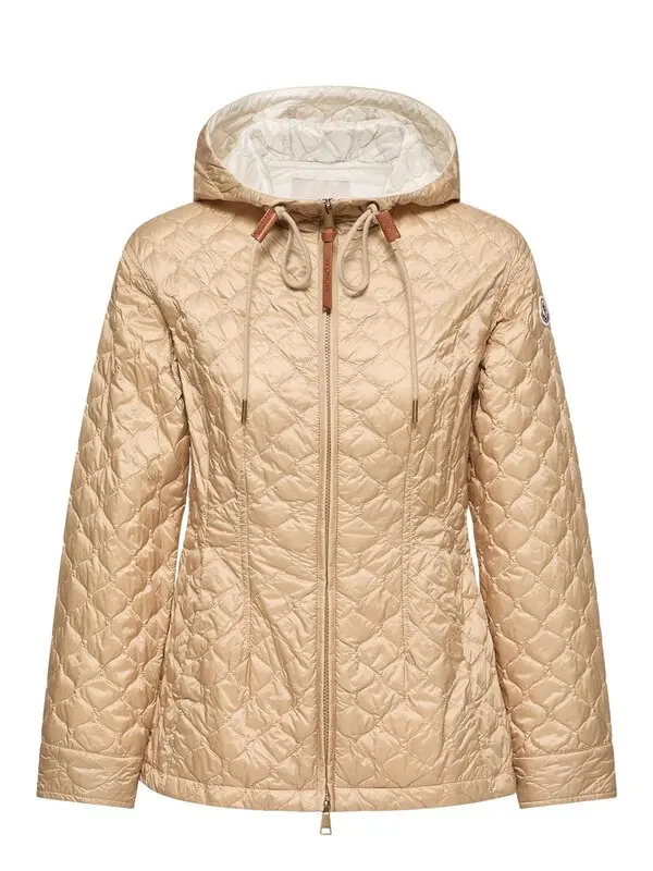 Moncler Arum Hooded Mid-length Down Jacket - Beige