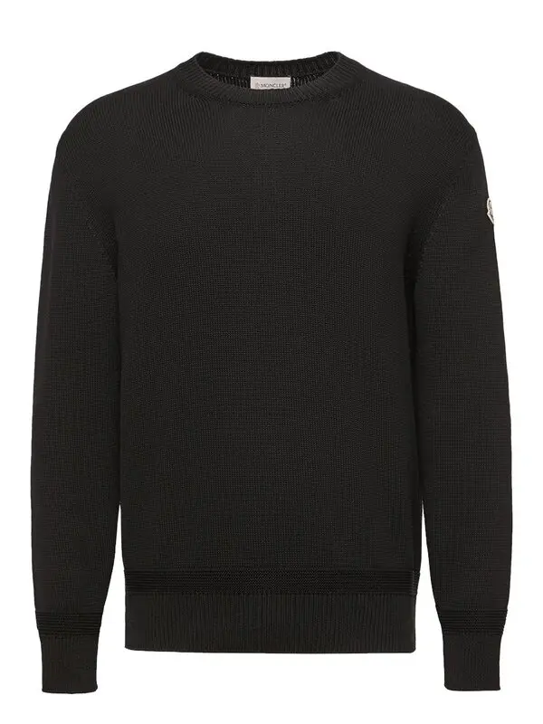 Moncler Logo Patch Cotton Sweater - Black