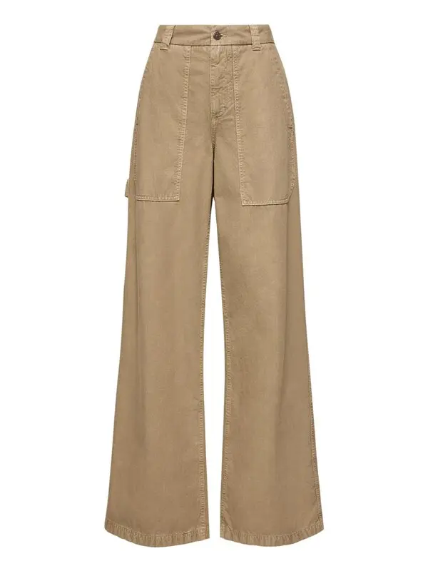 Moncler Cotton Wide-leg Trousers - Beige