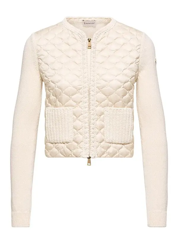 Moncler Geometric-quilted Padded Zip-up Cardigan - White
