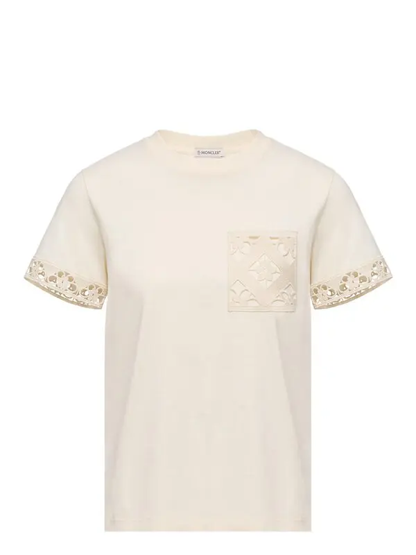 Moncler Macramé-trimmed Cotton T-shirt - White