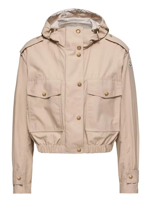 Moncler Carex Hooded Cotton Blend Poplin Jacket - Beige