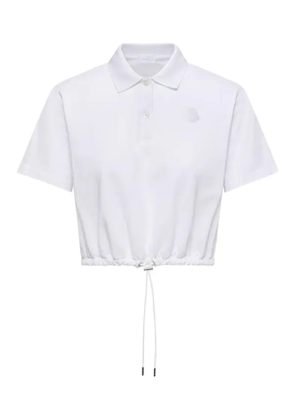 Moncler Cropped Cotton Piquet Polo - White