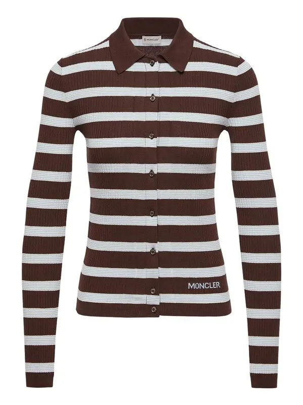 Moncler Striped Cotton Crêpe Polo Shirt - Multicolor