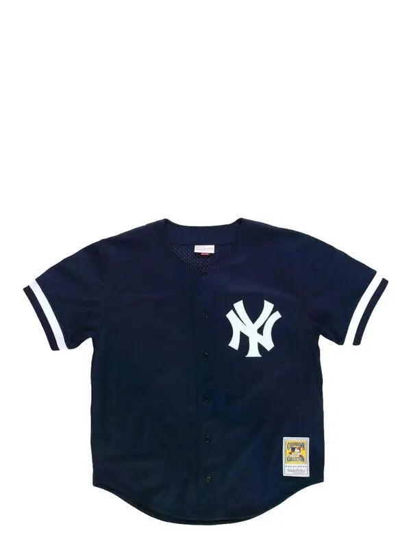 Mitchell & Ness Bernie Williams New York Yankees Button Baseball T-shirt - Blue