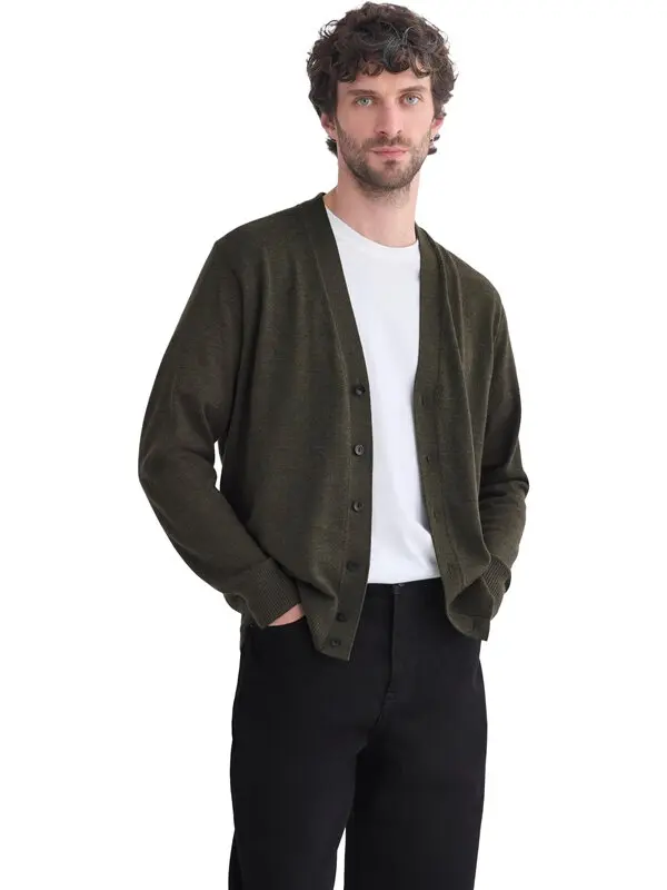 Everlane Ultrafine Merino Wool V-neck Cardigan - Heather Beech