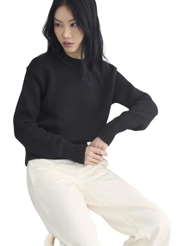 Everlane Oversized Cocoon Crew Neck Sweater - Black