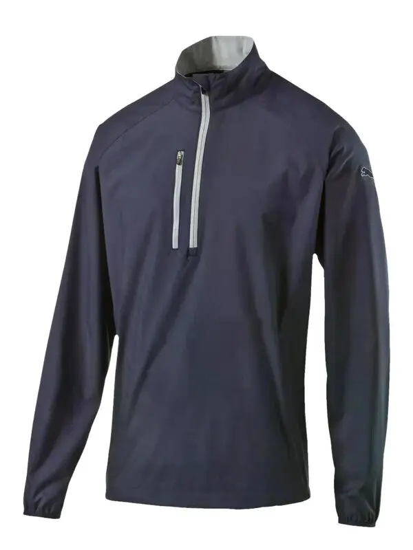 PUMA Logo-print Long-sleeve Wind Jacket - Blue