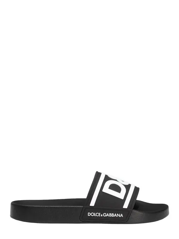 Dolce & Gabbana Rubber Beachwear Sliders With Dg Logo - Multicolor