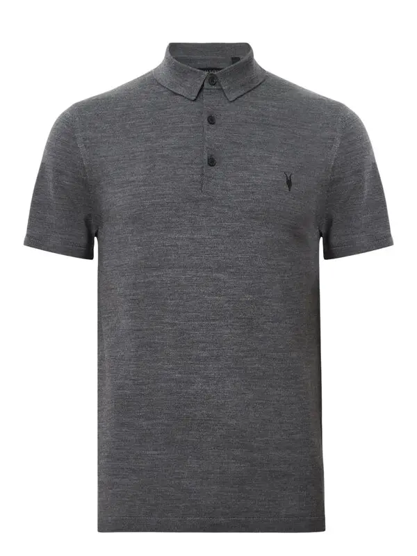 ALLSAINTS Merino Wool Mode Polo Shirt - Grey