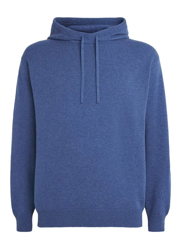 Harrods Hooded Cashmere Pullover - Blue