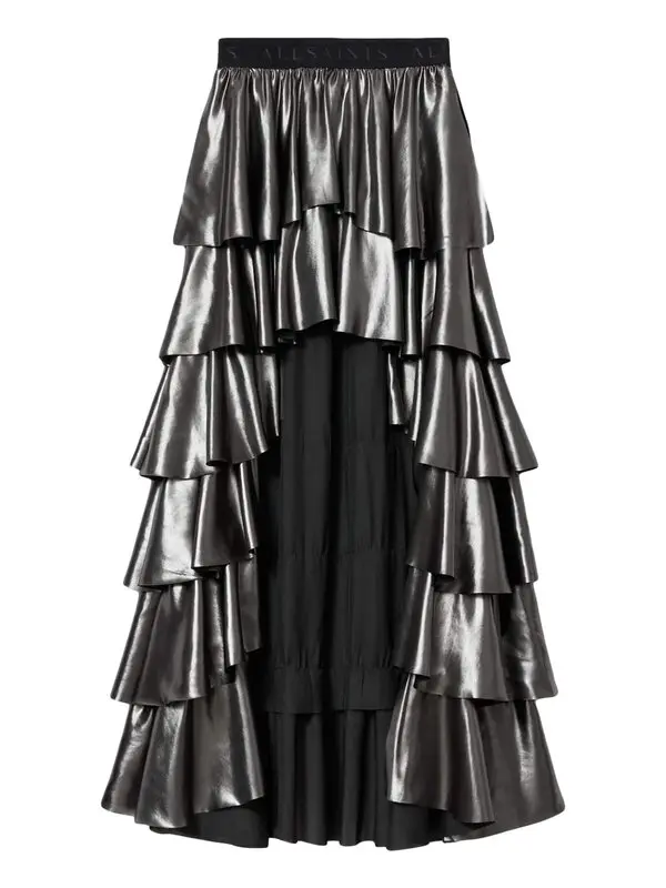 ALLSAINTS Cavalry Ruffle Maxi Skirt - Grey
