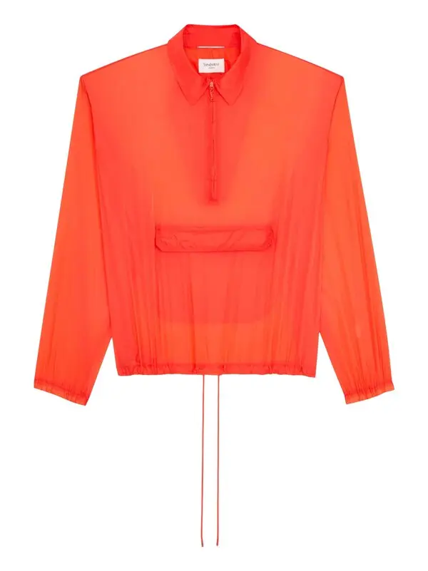 Saint Laurent Nylon Cropped Windbreaker Jacket - Red