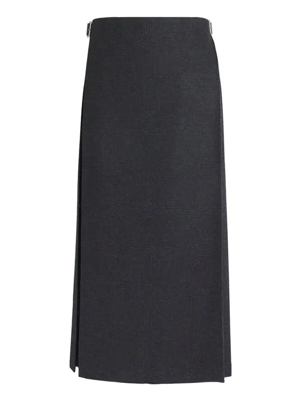 Johnstons Of Elgin X Le Kilt Wool-cashmere Midi Skirt - Grey