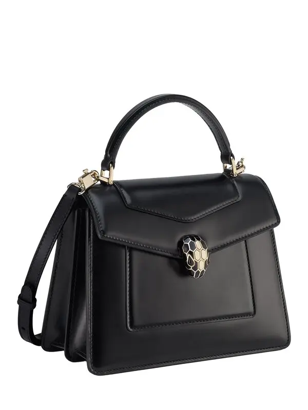 BVLGARI Leather Serpenti Forever Top-handle Bag - Black