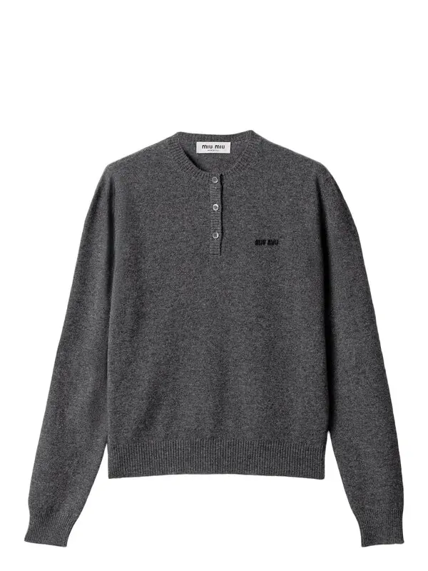 Miu Miu Cashmere Polo Sweater - Grey