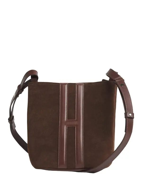 Harrods X Tusting Small Suede H Cross-body Bag - Brown