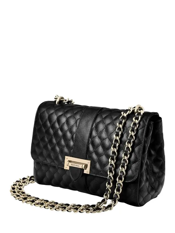 ASPINAL OF LONDON Large Leather Lottie Cross-body Bag - Black