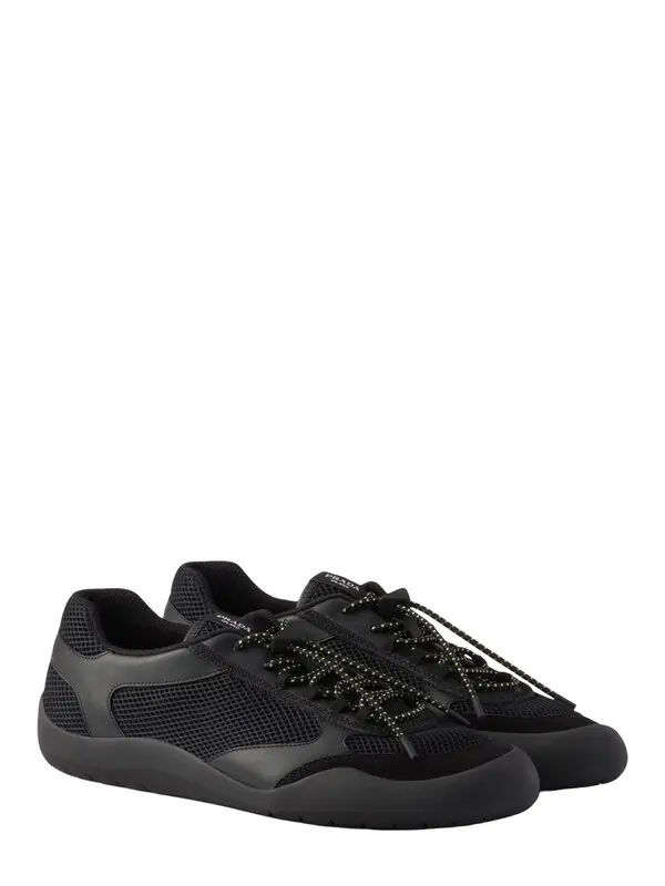 Prada Leather-mesh Speedrock Sneakers - Black