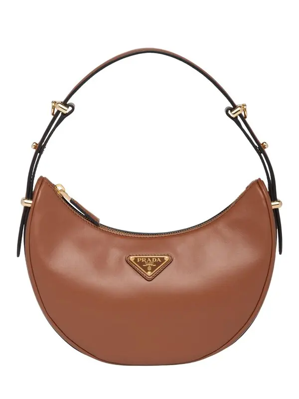 Prada Leather Arqué Shoulder Bag - Brown