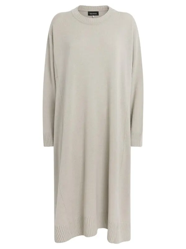 Eskandar Cashmere A-line Sweater Dress - Grey