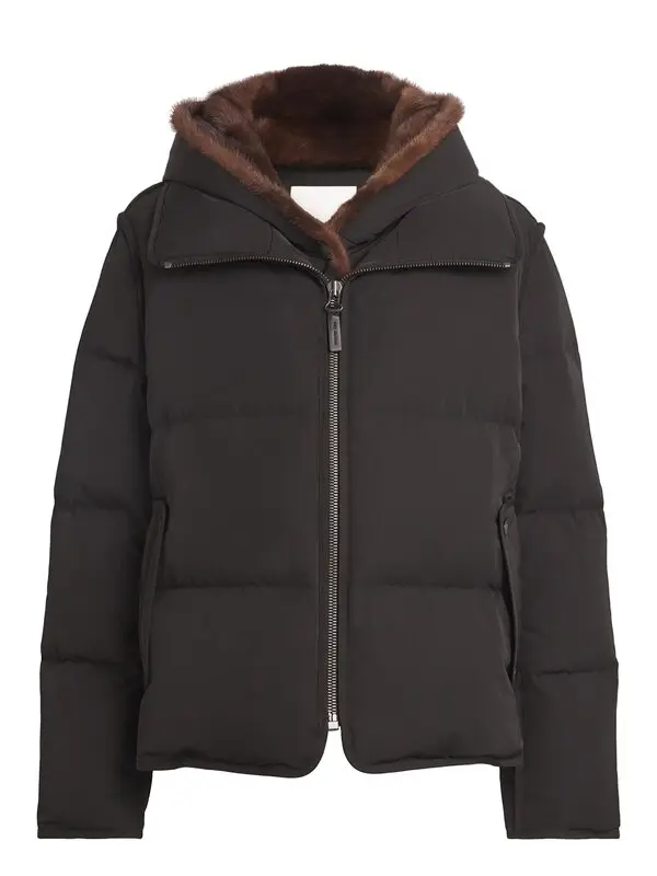 YVES SALOMON Down-mink Technical Puffer Jacket - Black