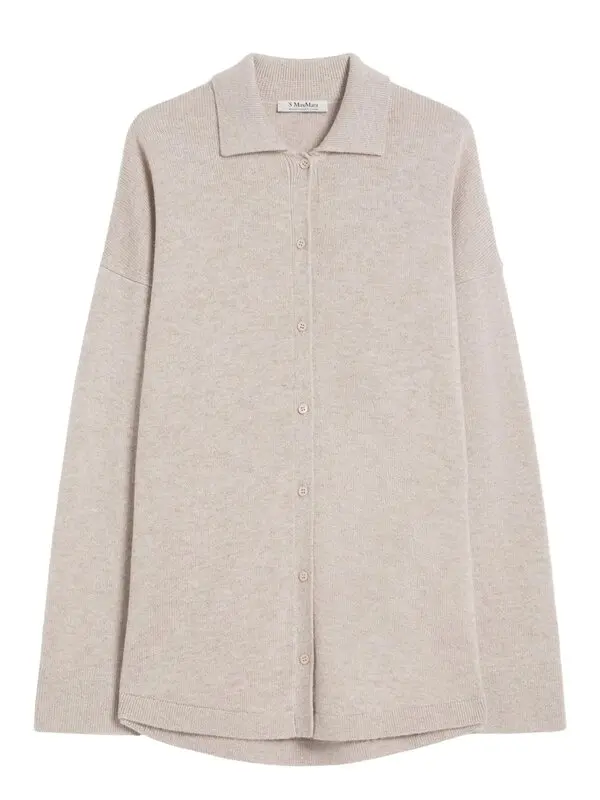 Max Mara Wool-cashmere Collared Cardigan - Beige