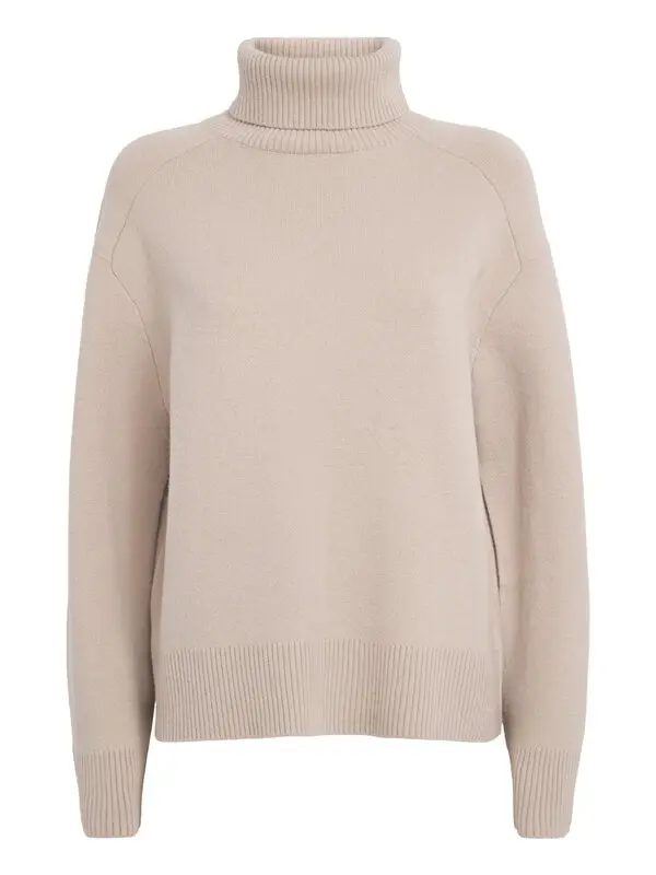 YVES SALOMON Merino Wool Rollneck Sweater - Beige