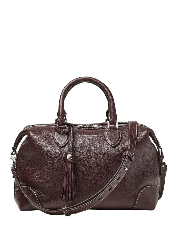 ASPINAL OF LONDON Leather Midi The Hudson Bowling Bag - Red