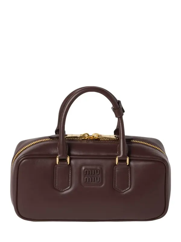 Miu Miu Small Leather Arcadie Top-handle Bag - Brown