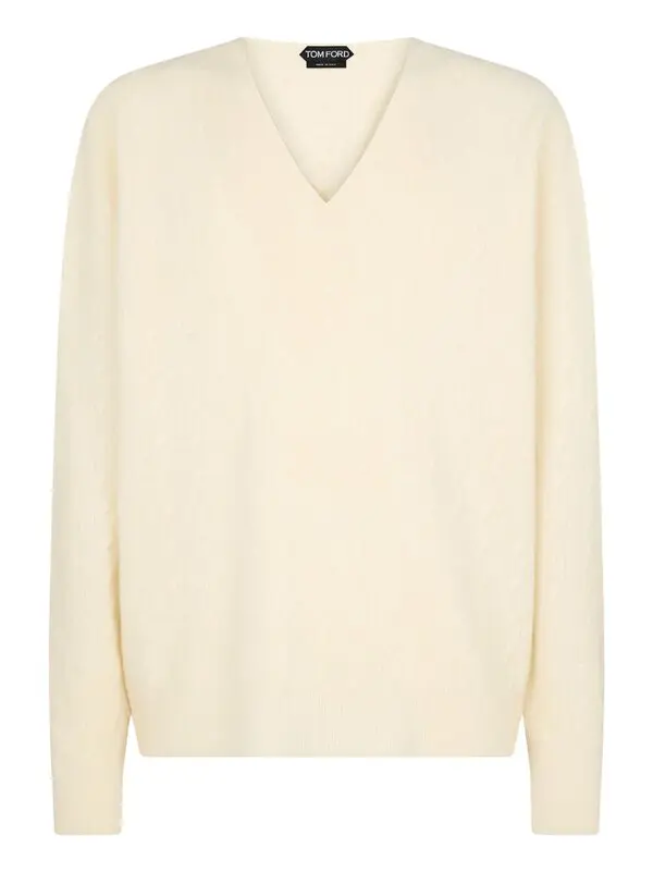 TOM FORD Wool V-neck Sweater - Beige